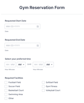 Gym Reservation Form Template | Jotform