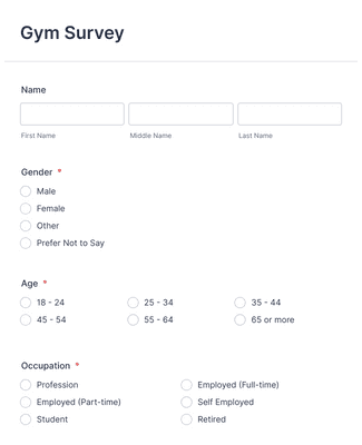 Gym Survey Form Template | Jotform