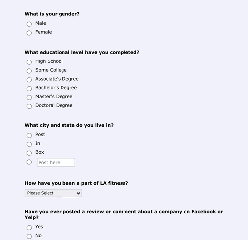 Gym Survey Form Template | Jotform