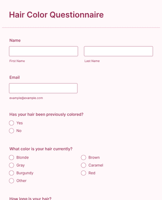 Hair Color Questionnaire Form Template | Jotform