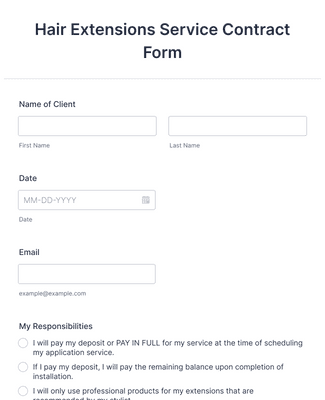 Hair Extensions Service Contract Form Template | Jotform