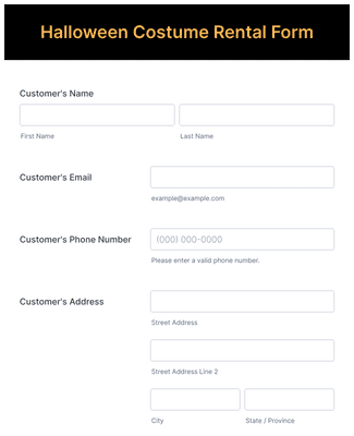 Halloween Costume Rental Form Template | Jotform