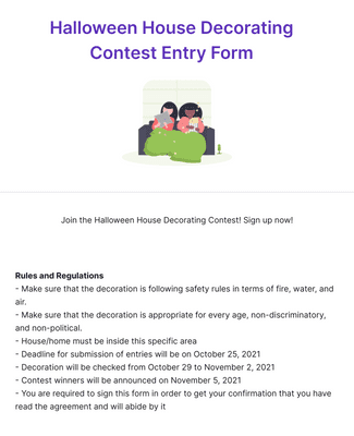 Halloween House Decorating Contest Entry Form Template | Jotform