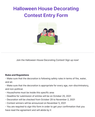 Halloween House Decorating Contest Entry Form Template | Jotform