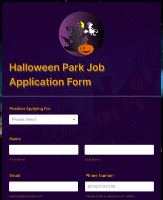 Halloween Park Job Application Form Template | Jotform