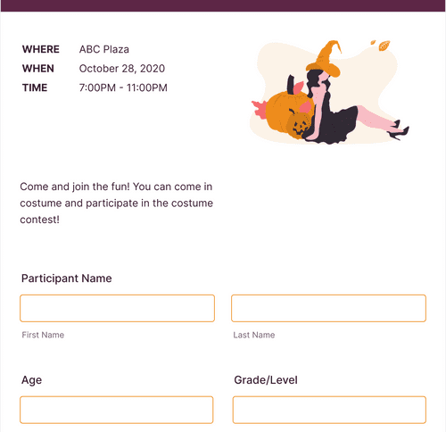 Halloween Party Registration Form Template | Jotform