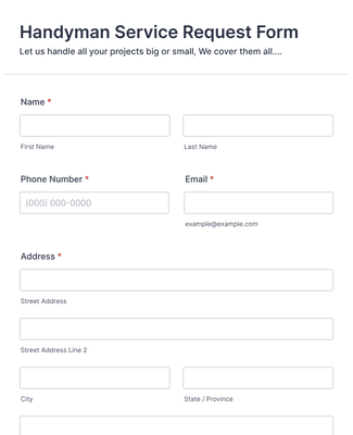 Handyman Service Request Form Template | Jotform