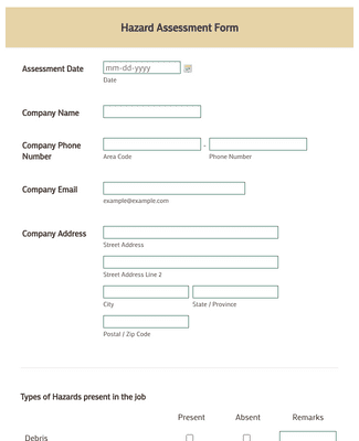 Hazard Assessment Form Template | Jotform
