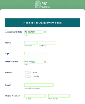 Head to Toe Assessment Form Template | Jotform