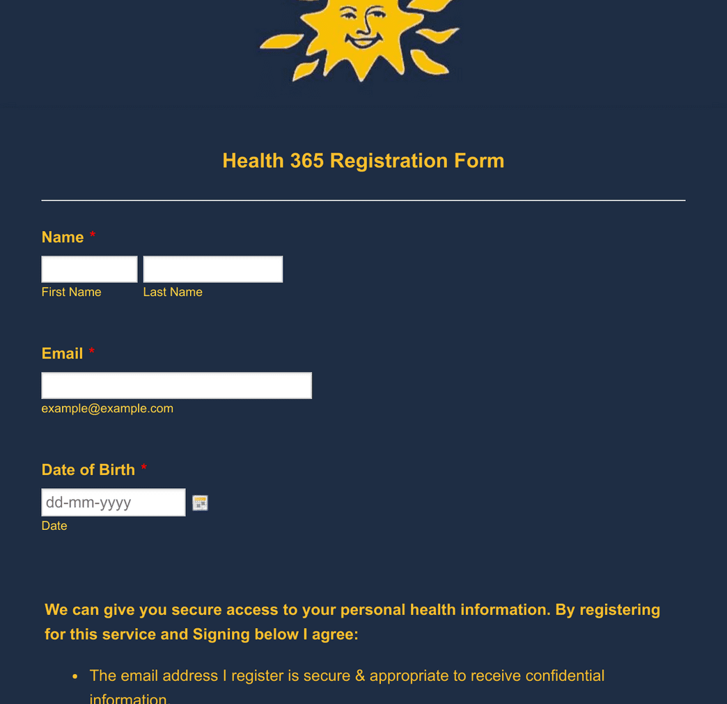 Health 365 Registration Form Template | Jotform