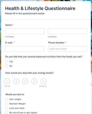 Health & Lifestyle Questionnaire Form Template | Jotform