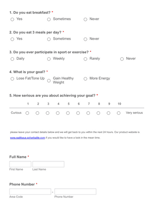 Health & Wellness Evaluation Form Template | Jotform