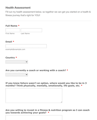Health Assessment Form Template | Jotform