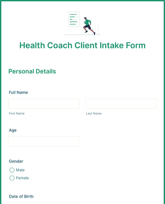 Health Coach Client Intake Form Template | Jotform