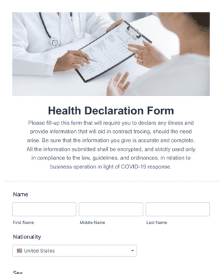 Health Declaration Form Template | Jotform