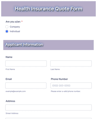 Health Insurance Quote Form Template | Jotform