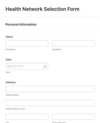 Health Network Selection Form Template | Jotform