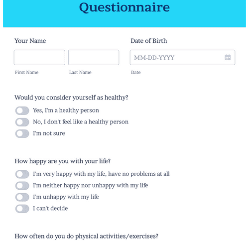 Health Risk Assessment Questionnaire Form Template | Jotform