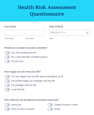 Health Risk Assessment Questionnaire Form Template | Jotform