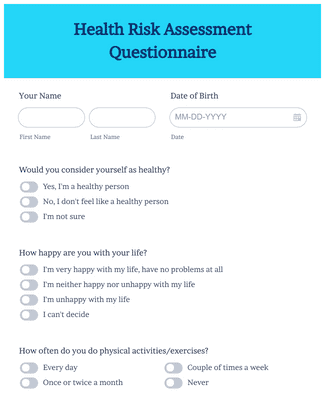 Health Risk Assessment Questionnaire Form Template | Jotform