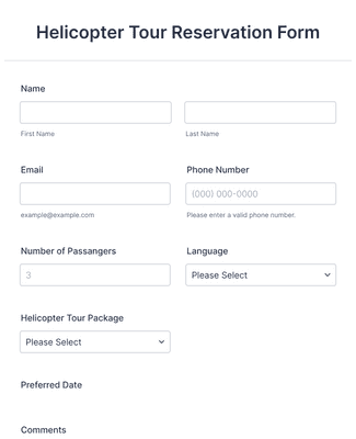 Helicopter Tour Reservation Form Template | Jotform