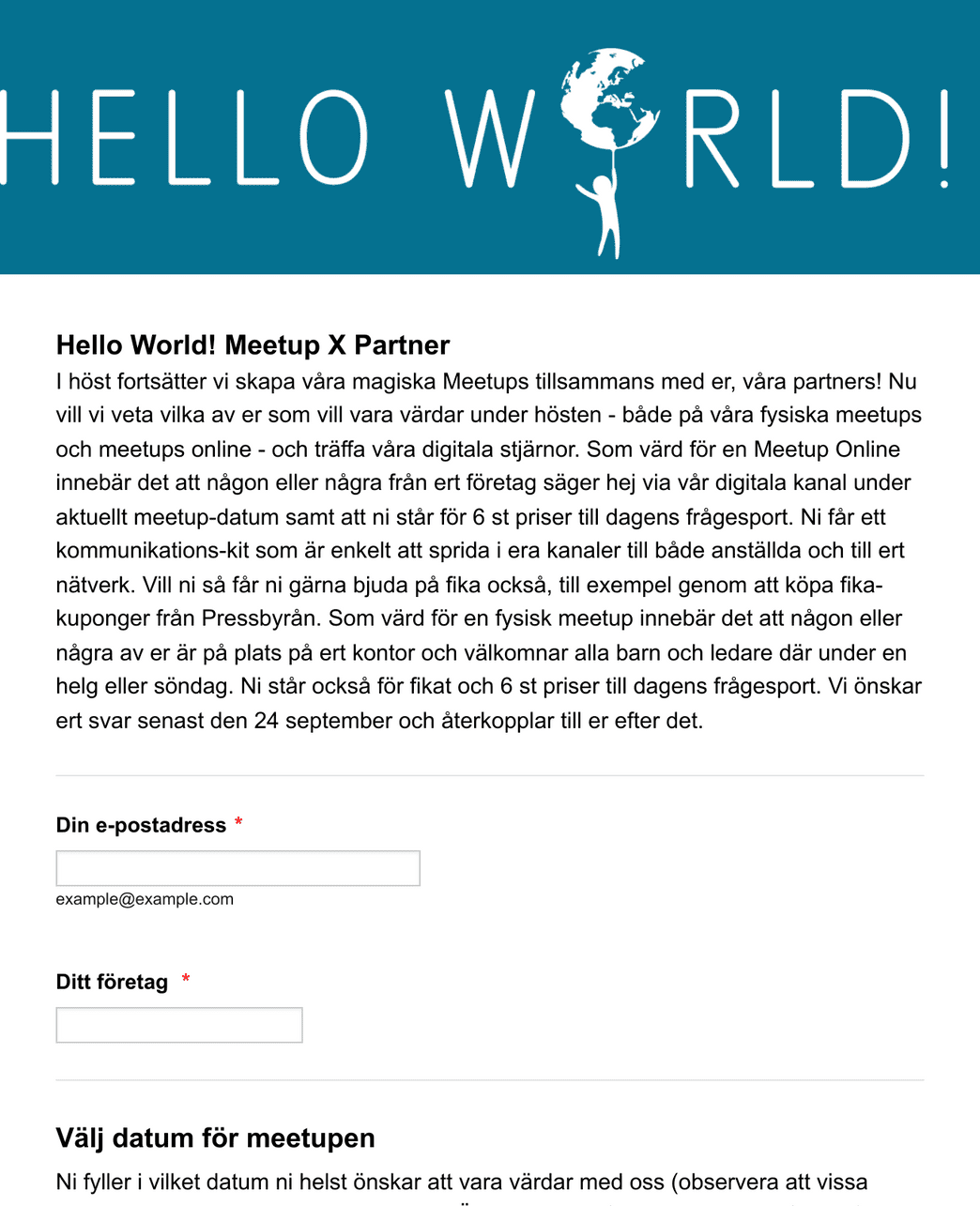 Hello World! X Partner - meetup Online HT 2021 Form Template | Jotform