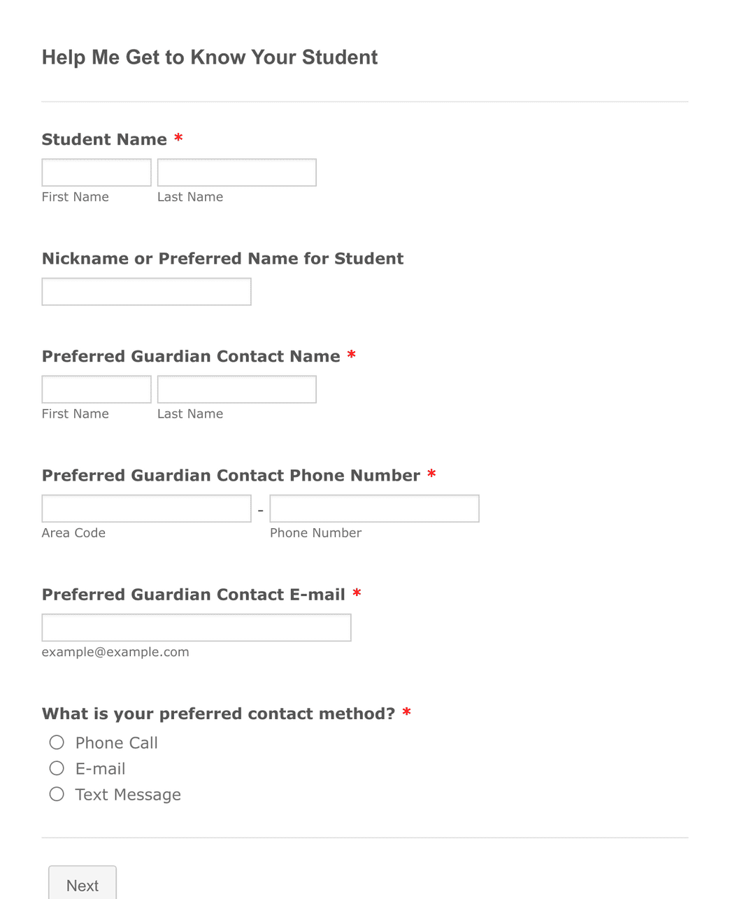 Help Me Get to Know Your Student Form Template | Jotform