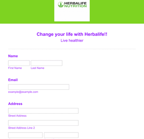 Herbalife Questionnaire Form Template | Jotform