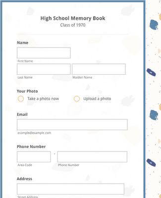 High School Memory Book Form Template | Jotform
