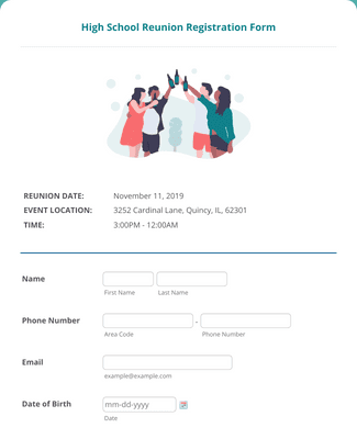 High School Reunion Registration Form Template | Jotform
