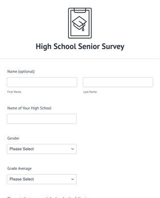 High School Senior Survey Form Template | Jotform