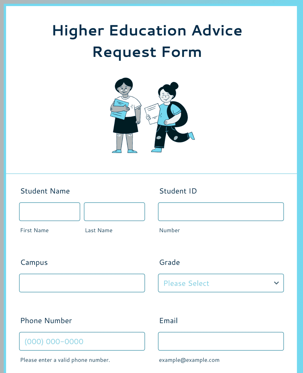 Higher Education Advice Request Form Template | Jotform