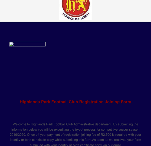 Highlands Football Club Pre-Tryout Club Registration Form Template ...