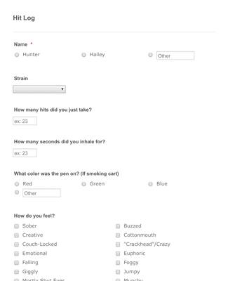 Hit Log Form Template | Jotform