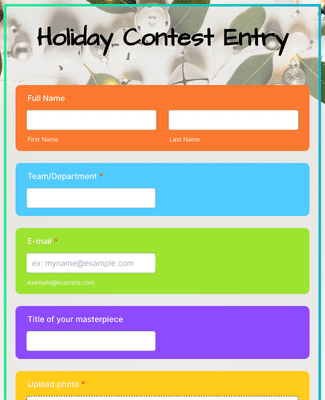 Holiday Contest Entry Form Template | Jotform