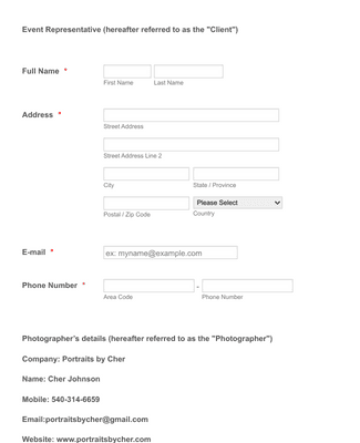 Holiday Mini Session Contract Form Template | Jotform