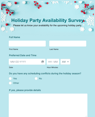 Holiday Party Availability Survey Form Template | Jotform