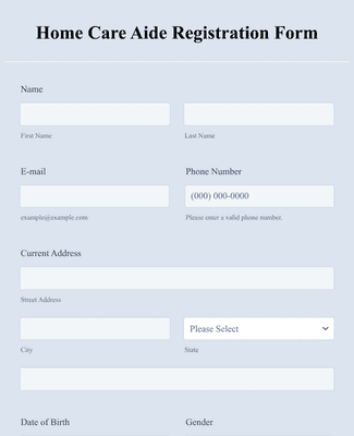 Home Care Aide Registration Form Template | Jotform