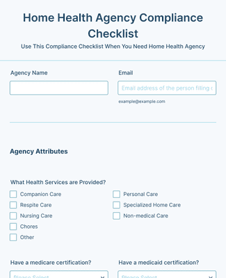 Home Health Agency Compliance Checklist Form Template | Jotform