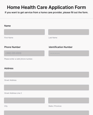 Home Health Care Application Form Template | Jotform