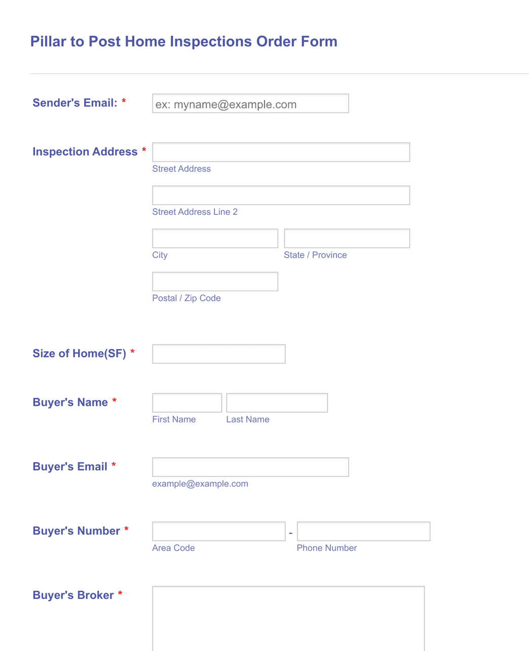 Home Inspection Order Form Template | Jotform