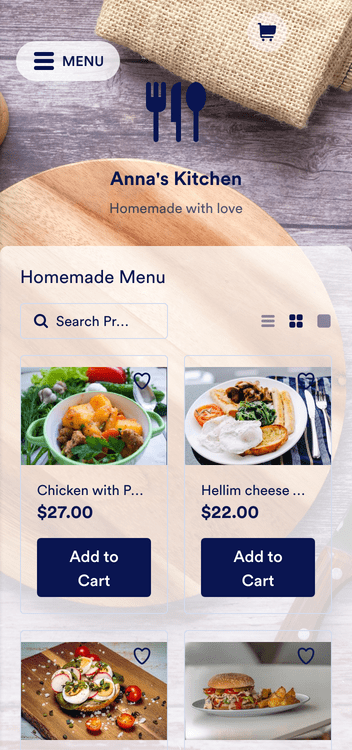 Homemade Food App Template | Jotform