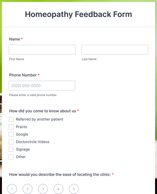 Homeopathy Feedback Form Template | Jotform
