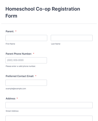 Homeschool Co-op Registration Form Template | Jotform