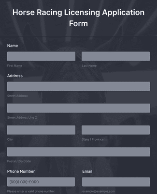 Horseracing Licensing Application Form Template | Jotform