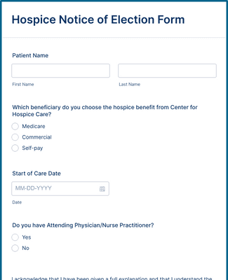 Hospice Notice of Election Form Template | Jotform