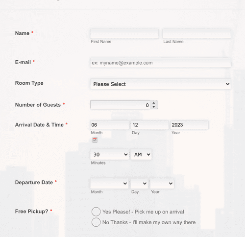 Hotel Booking Form - Deep Blue Theme Form Template | Jotform
