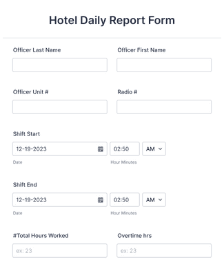 Hotel Daily Report Form Template | Jotform