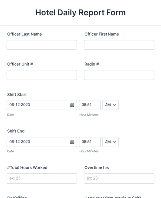 Hotel Daily Report Form Template | Jotform