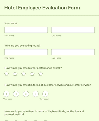 Hotel Employee Evaluation Form Template | Jotform